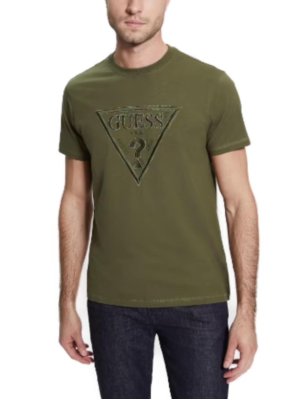 Camiseta Guess Moisey Verde De Manga Corta Para Hombre