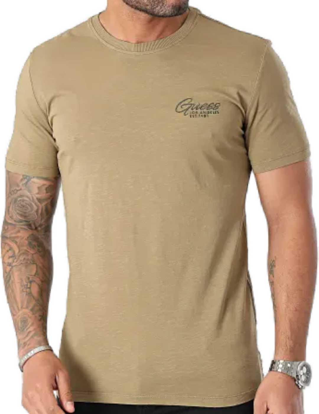 Camiseta Guess Treated Verde Manga Corta Para Hombre